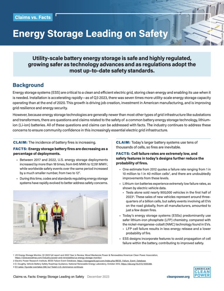 Claims vs. Facts: Energy Storage Safety | ACP