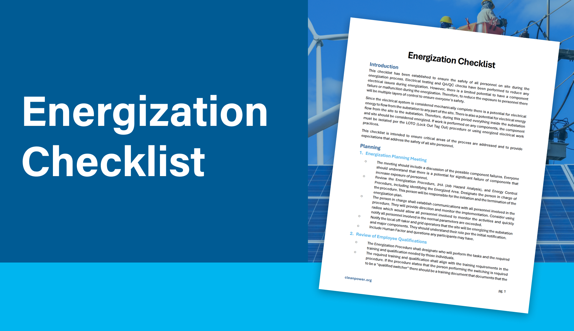 Energization Checklist for Clean Energy Sites | ACP