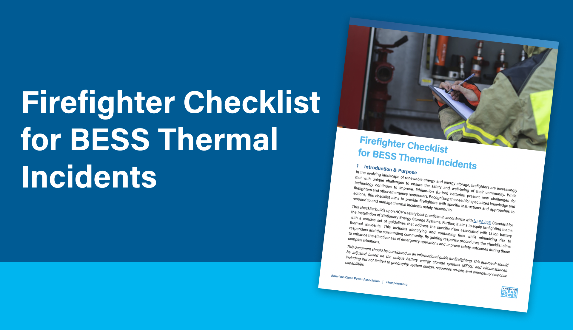 Firefighter Checklist for BESS Thermal Incidents | ACP Resources