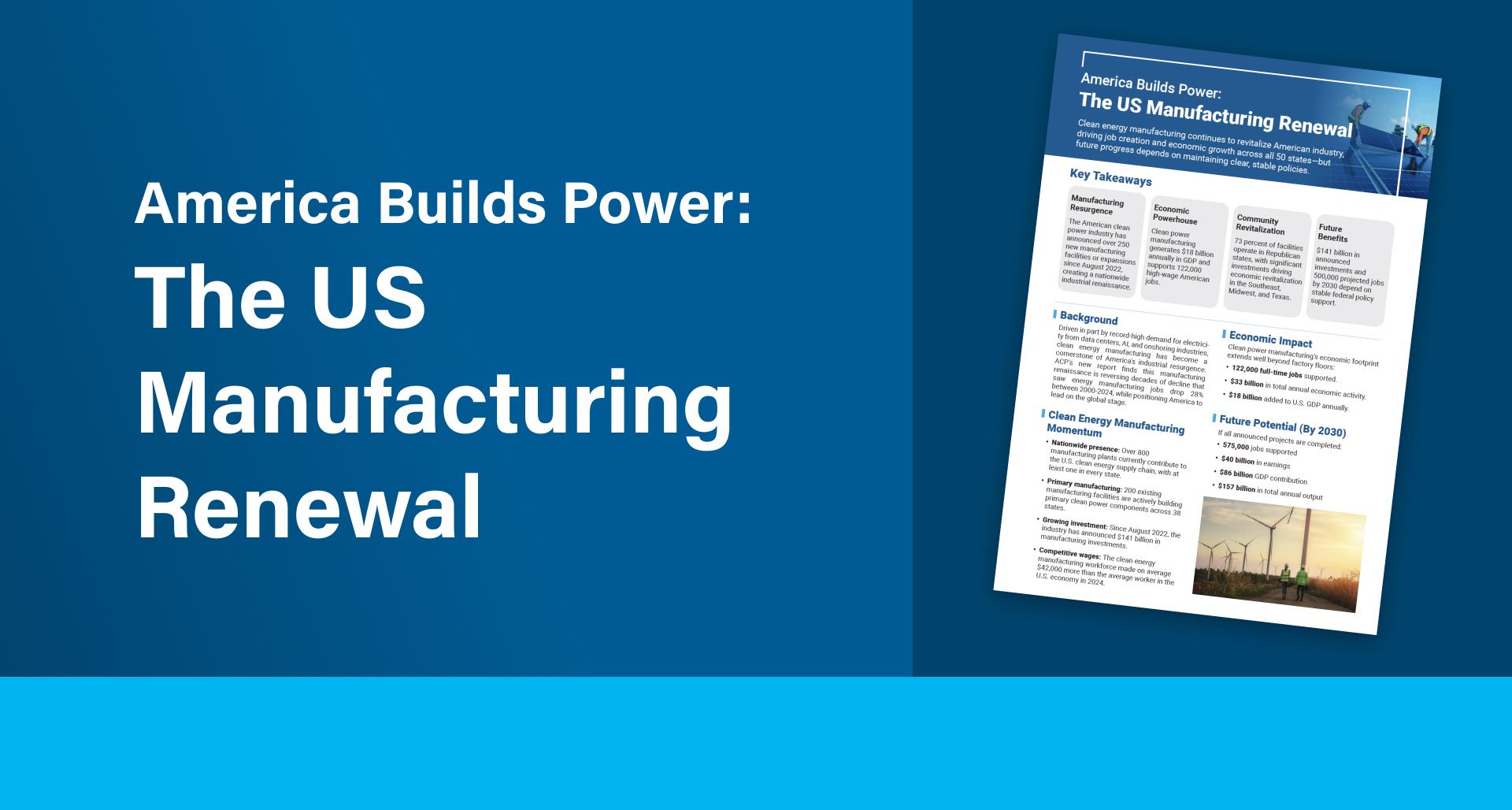 America Builds Power: The State of Clean Energy Manufacturing (Fact Sheet) | ACP
